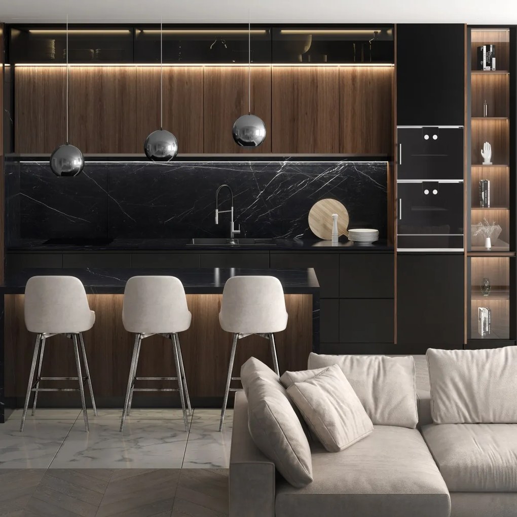 F-Design Avanza, stojánková dřezová baterie, černá matná-chrom lesklý, FD1-A08-4B-11