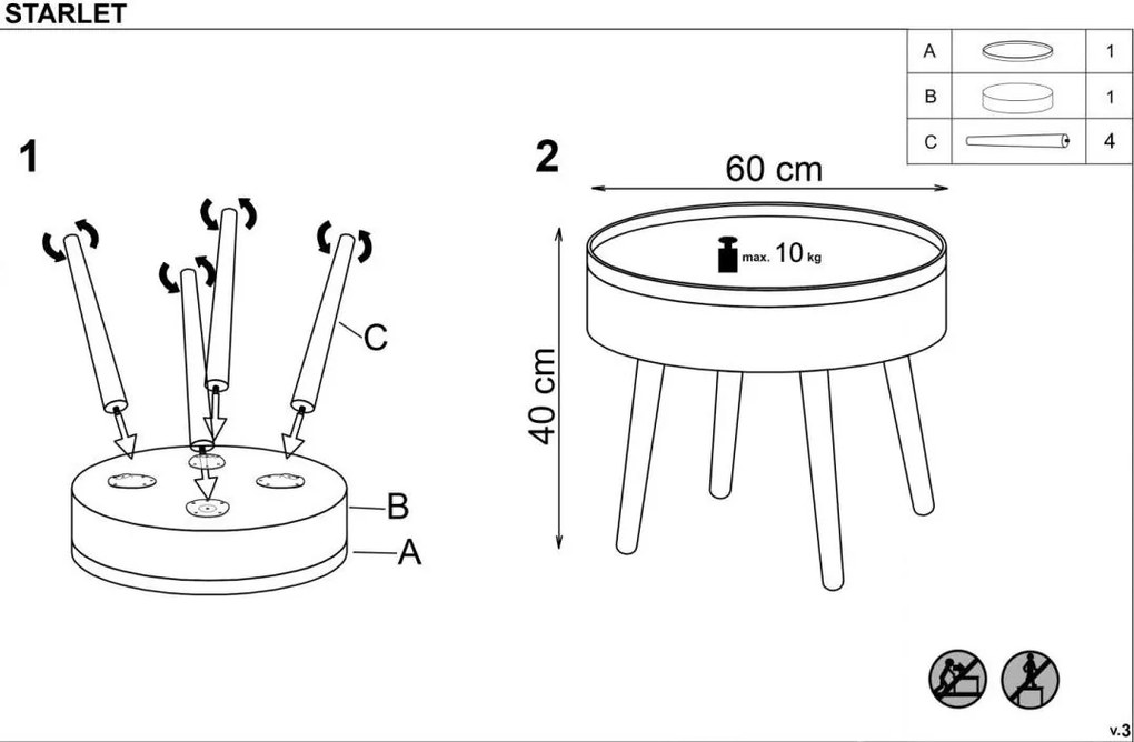 STARLET stolek konferenční bílý