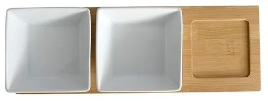 KELA Servírovací misky PHILIPA 4ks porcelán/bambus KL-12261