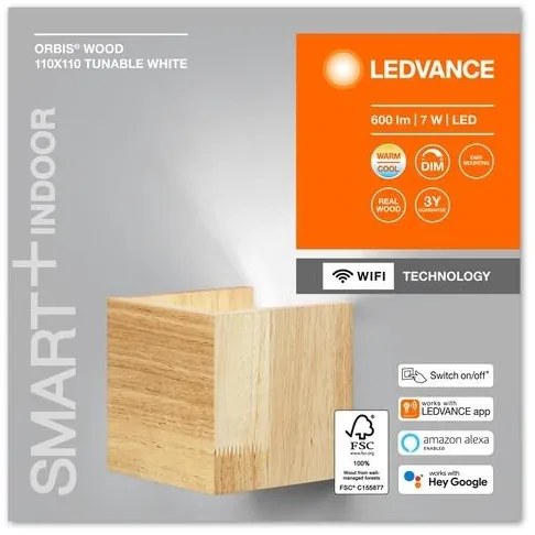 Ledvance - LED Stmívatelné nástěnné svítidlo SMART+ WOOD LED/7W/230V Wi-Fi