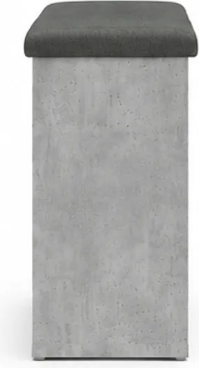 skříňka na boty, botník s polstrováním, lavice, sedací, police, dřevo/látka, 52x63x32 cm, beton šedá/šedá, Dekorino BS20260012