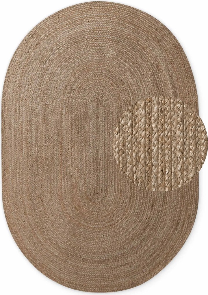 Kusový koberec Jute Braided 106006 Grey Brown ovál, 160x230 ovál, hnedá, chodba / predsieň, Hanse Home