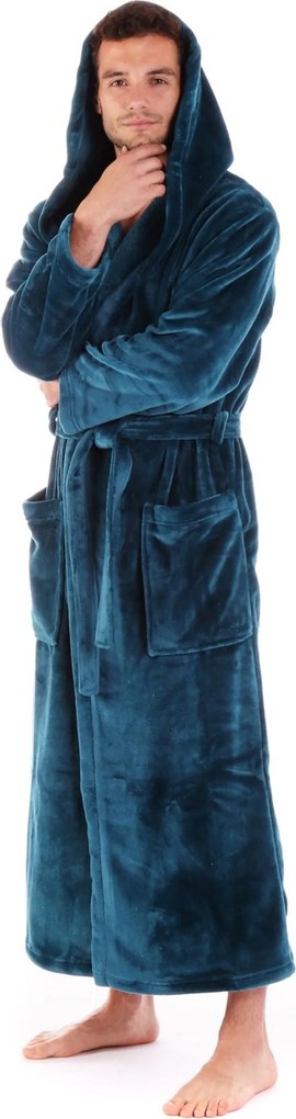 Unisex Petrolejový župan s kapucí Siena - 31 56 6430 nadměrné velikosti - 3XL
