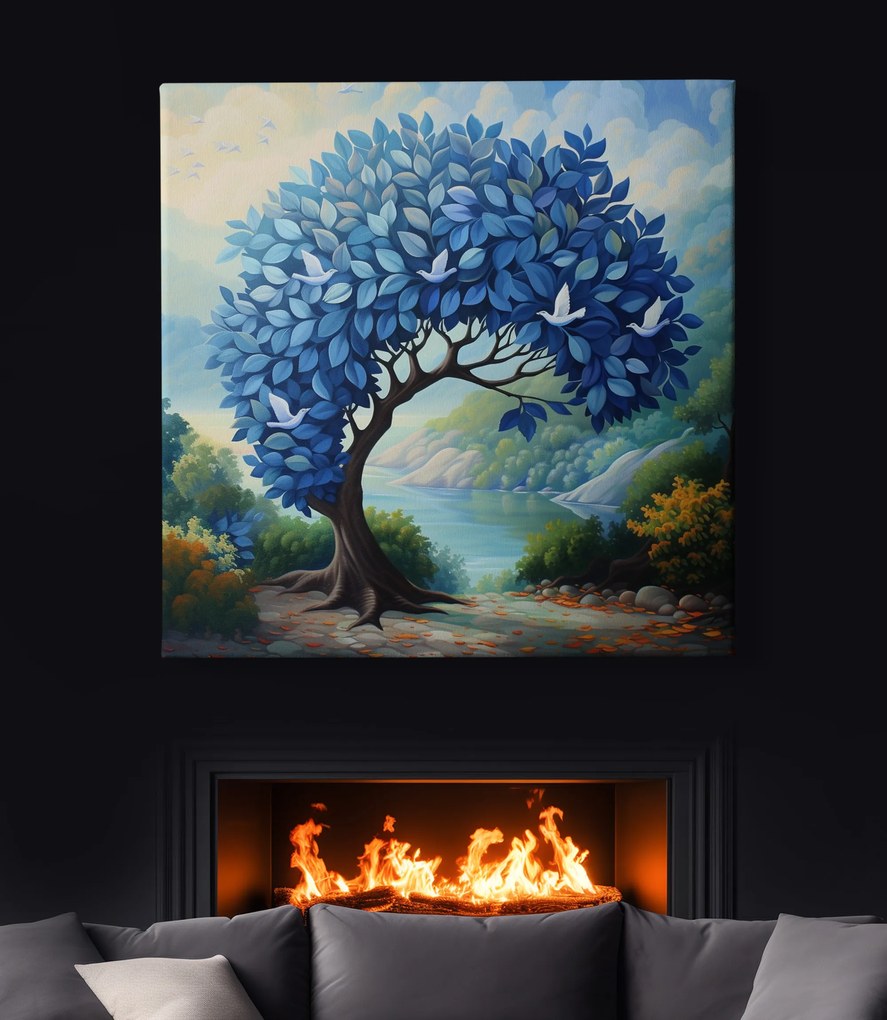 Obraz na plátně - Strom života Bílé holubice FeelHappy.cz Velikost obrazu: 100 x 100 cm