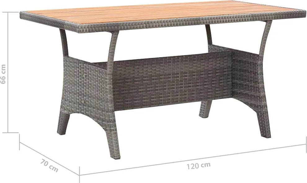 Zahradní stůl šedý 120 x 70 x 66 cm masivní akáciové dřevo 316586