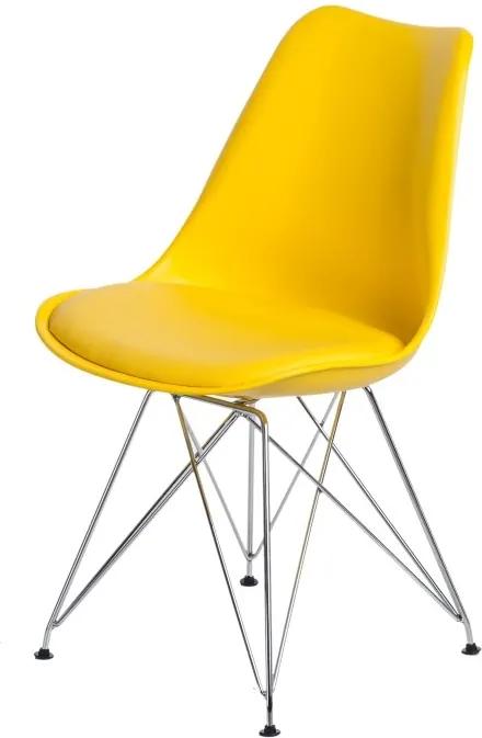 Culty Židle DSR s čalouněným sedákem, žlutá