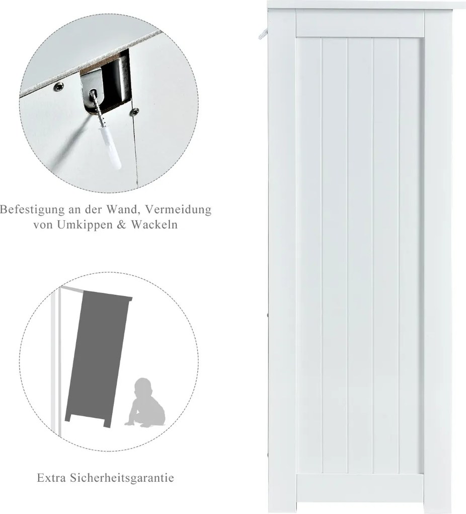 Costway Koupelnová skříňka úložná se 3 zásuvkami – 60 × 30 × 81 cm, bílý
