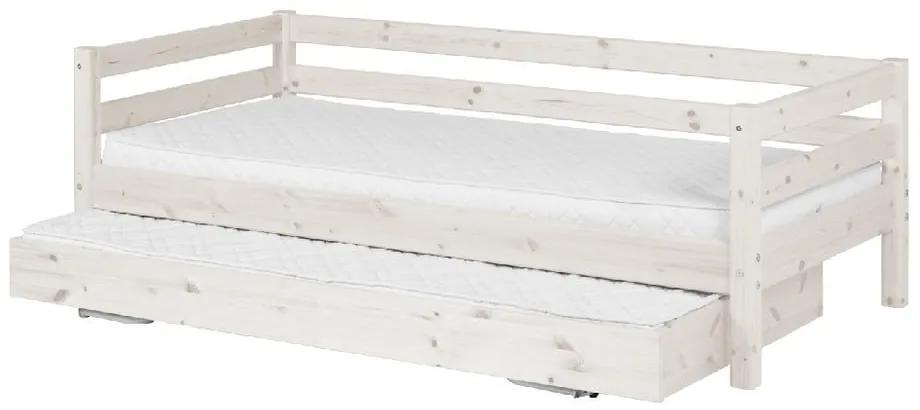Bílá dětská postel z borovicového dřeva s výsuvným lůžkem Flexa Classic, 90 x 200 cm