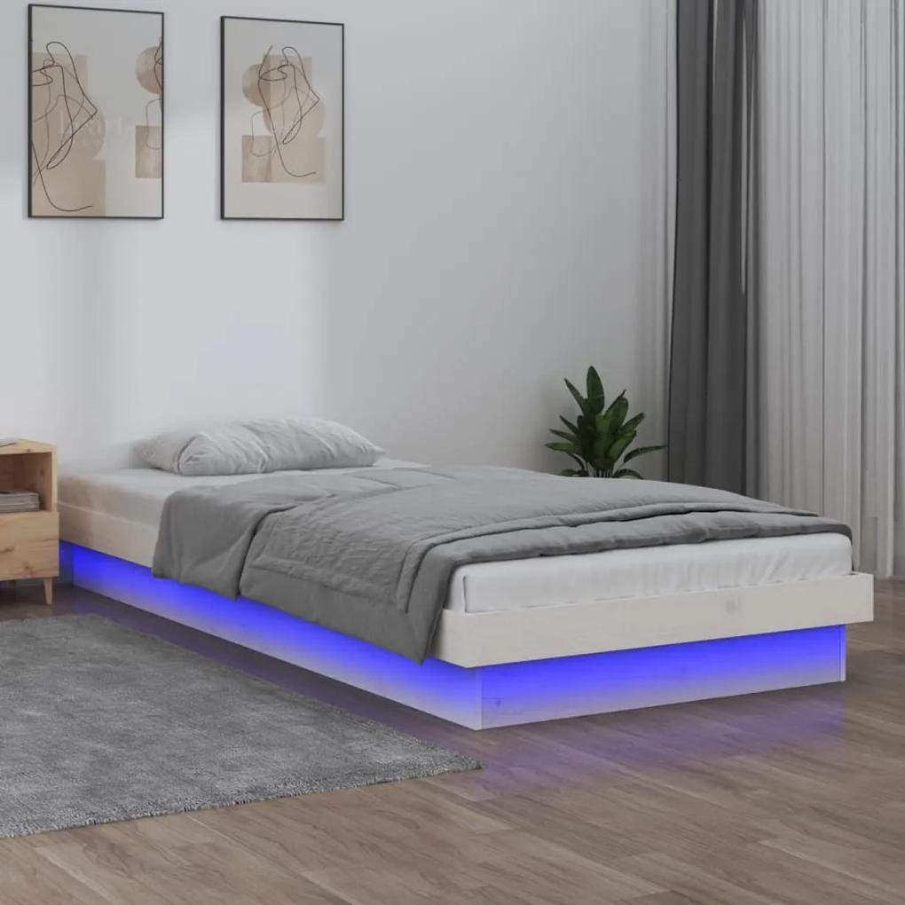 Rám postele s LED bílý 75 x 190 cm Small Single masivní dřevo,  819998