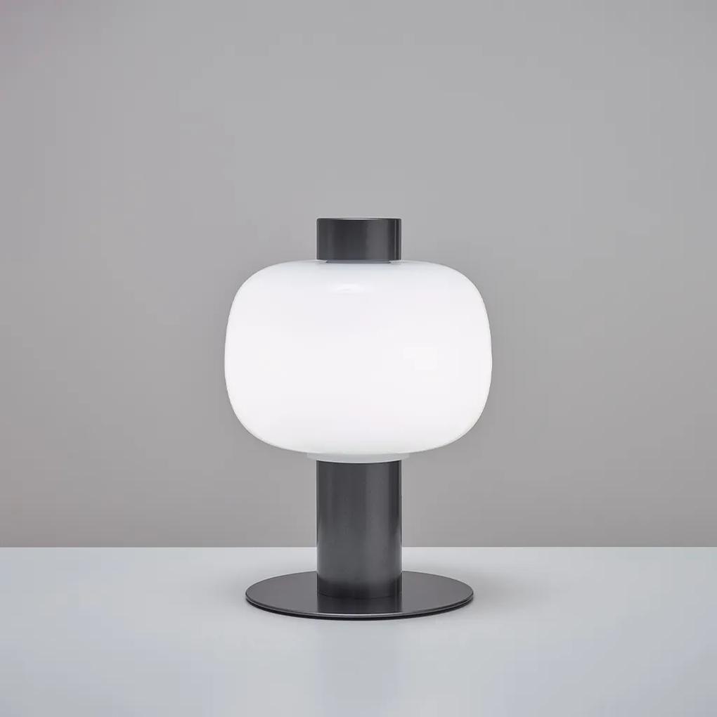 Venkovní difuzní lampa v japonském stylu Bonbori Outdoor Dekor: Černá matná noha / Bílé sklo, Rozměr: ø 280 x 403 mm