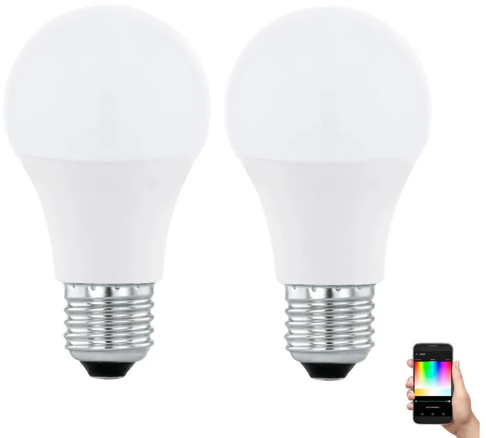 Eglo SADA 2xLED RGBW Stmívatelná žárovka A60 E27/9W/230V 2700-6500K + DO - Eglo 11587 EG11587