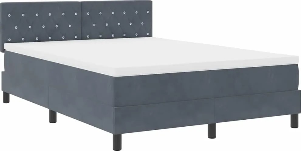 Postel s boxspringem s matrací Tmavě šedá 140 x 200 cm samet 3339111