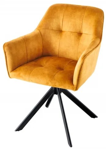 Designová otočná židle Galileo hořčicovo-žlutý samet