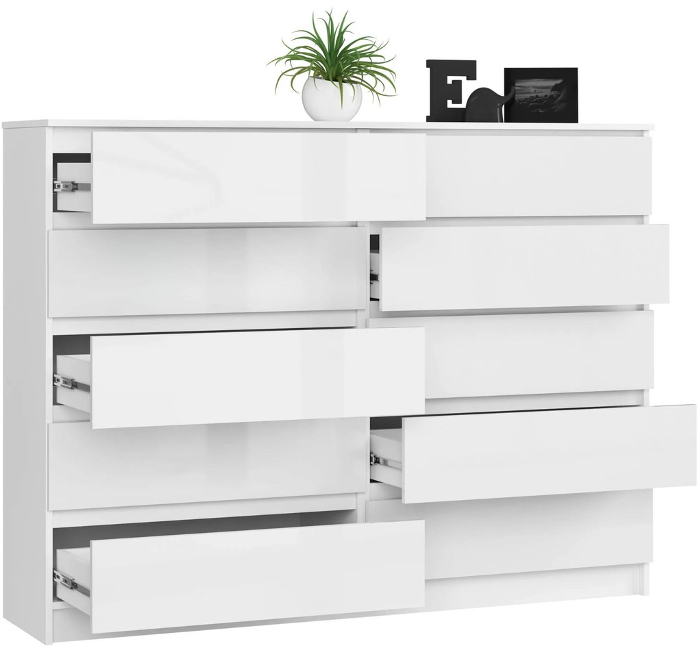 Komoda Rollo K 160 cm bílá lesklá
