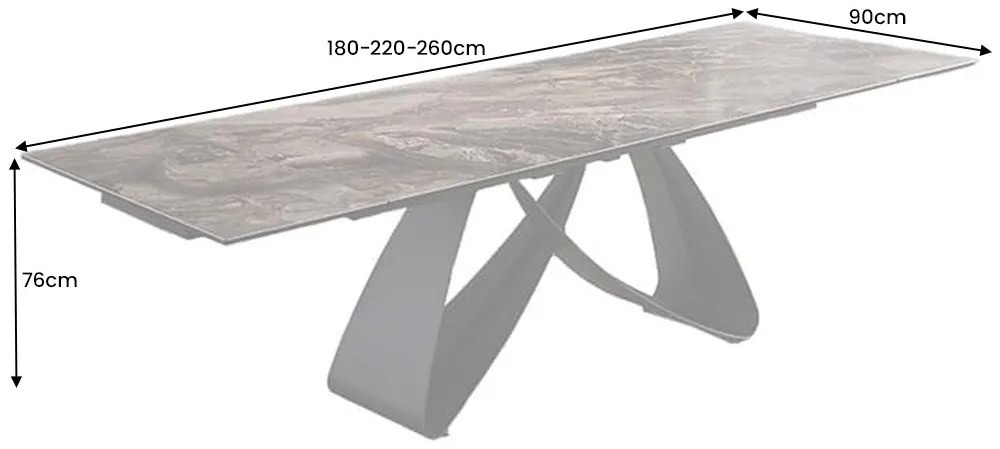 Roztahovací keramický stůl Bayarmaa 180-220-260 cm taupe