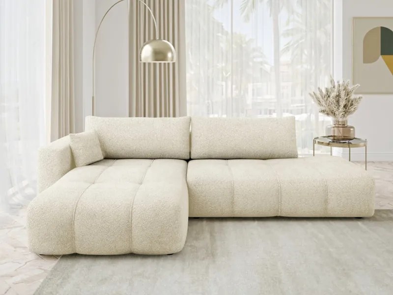 Rohová rozkládací sedačka Larow O Boucle, Potah: Coral 65, Strana pohovky: levá