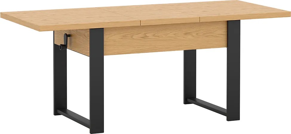 Rozkládací polohovací konferenční stolek HOGO 3v1 | 120-157x62,5-74,5x67 cm | síla horní desky 32 mm | dub bookmatch/černé nohy