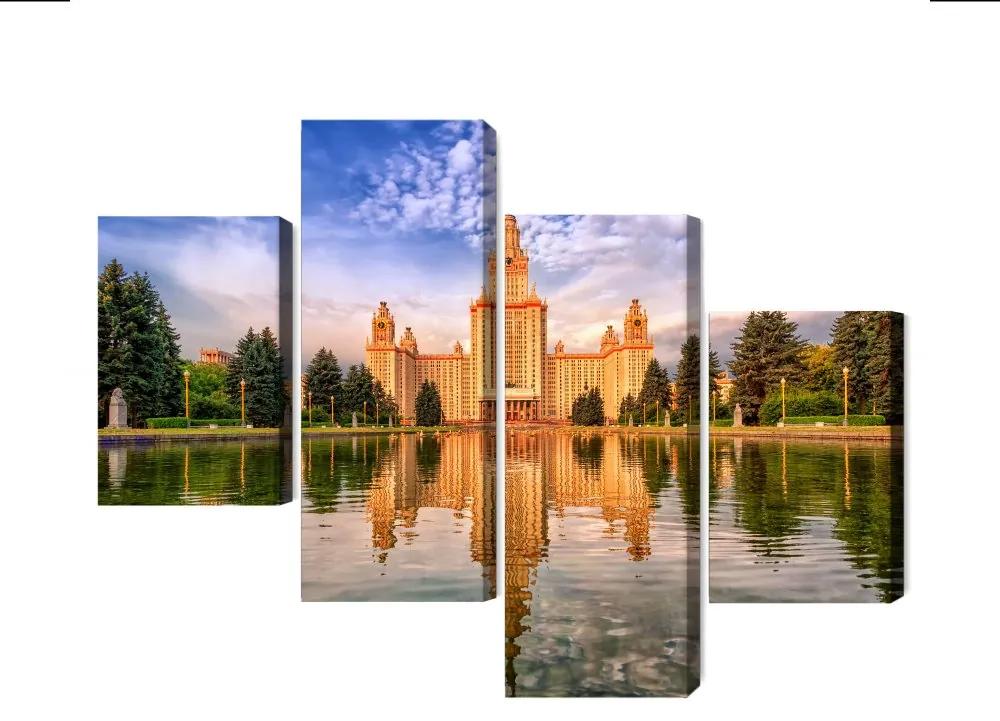 Vícedílný obraz Pohled Na Budovu Moskevské Státní Univerzity Nedostatek Nedostatek Plátno Canvas 120x75