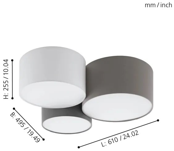 Eglo 97479 - Stropní svítidlo PASTORE 3xE27/60W/230V