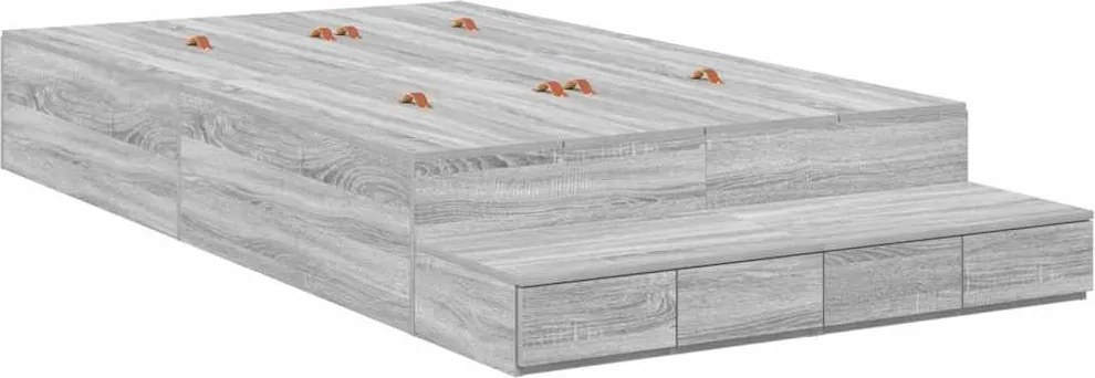 Rám postele s úložným prostorem se zásuvkou Šedá Sonoma 120 cm 3335634