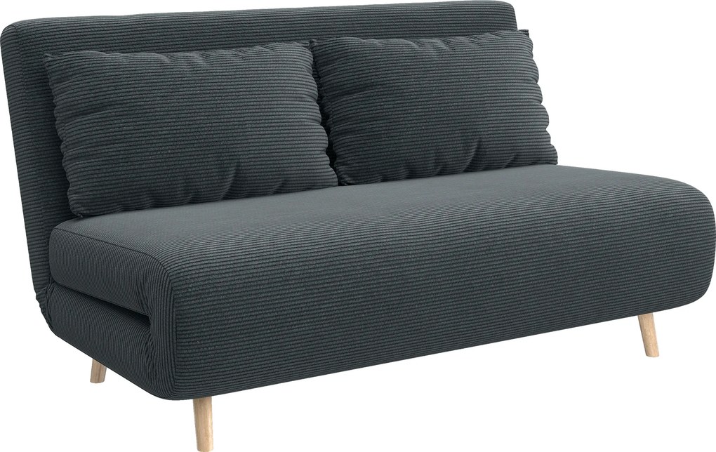 HOMCOM Rozkládací pohovka, přistýlka pro hosty, 3stupňově nastavitelná opěrka zad, kordová úprava, do 120 kg, 141 x 90 x 81 cm, tmavě šedá