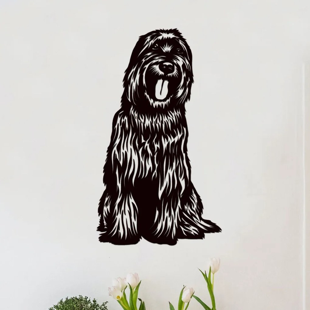 dřevo života Dřevěný obraz psa BRIARD Zvolte rozměr (cm): 23x40, Zvolte barvu dekoru: Černá