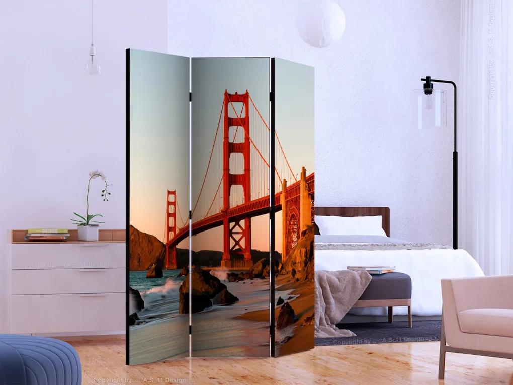 Pokojová zástěna Golden Gate Bridge - západ slunce, San Francisco - architektura mostu