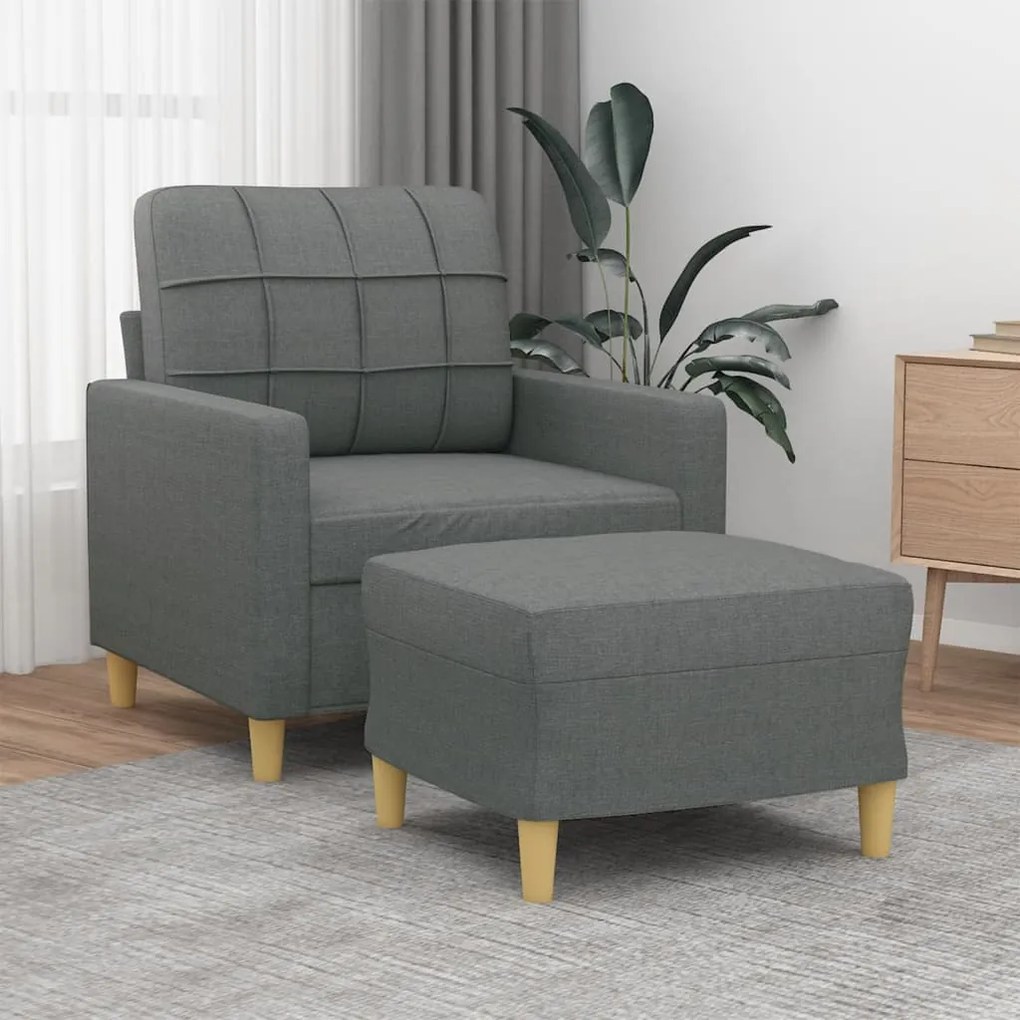 Křeslo s podnožkou tmavě šedé 60 cm textil 3200994