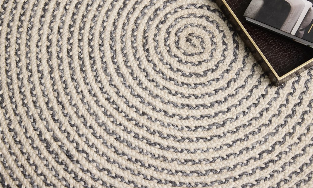 Diamond Carpets India, Ručně vázaný kusový koberec Orba J-49 Natural kruh, 80x80 (průměr) kruh, bílá, chodba / předsíň