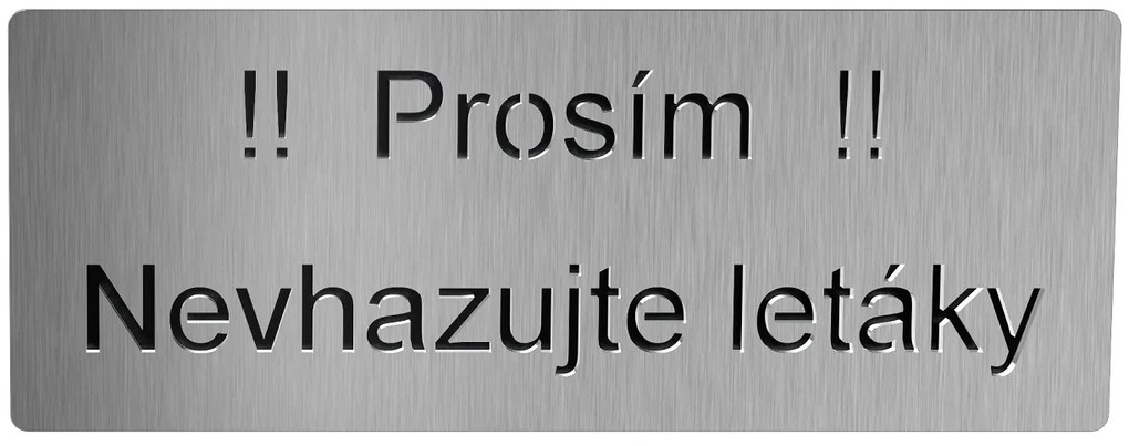 Cedule nevhazovat letáky -černý podklad Provedení: Otvory pro uchycení, Velikost (šířka): 15 cm