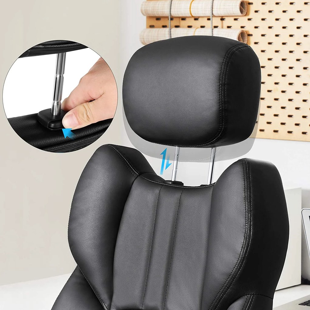 Ergonomická otočná židle, kancelářská židle se skládacími rameny, černá