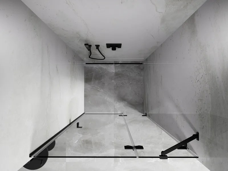 Mexen, Mexen Lunar pravé otočné sprchové dveře 90 cm, transparentní, černé - 834-090-000-70-00-P