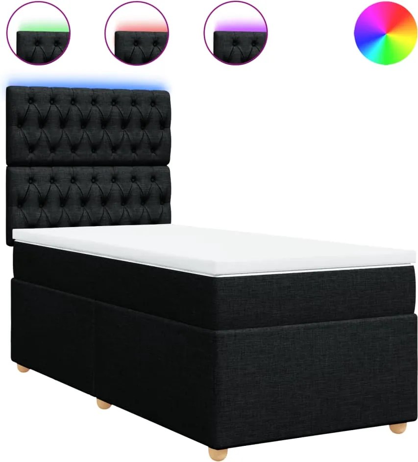 Box spring postel s matrací černá 80 x 200 cm textil 3293416