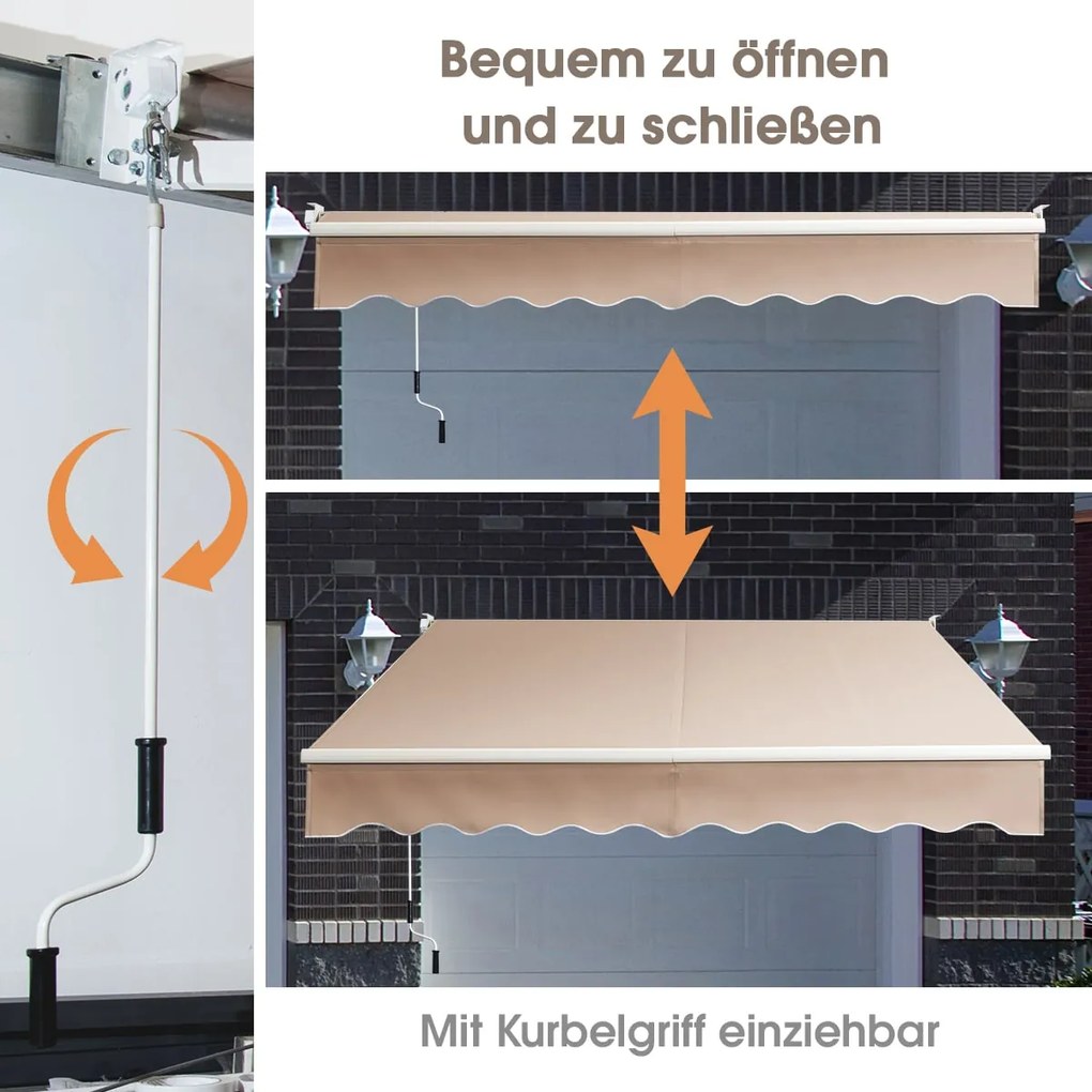 Costway Výsuvná markýza hliníková sluneční ochrana na terasu – 245 × 200 cm