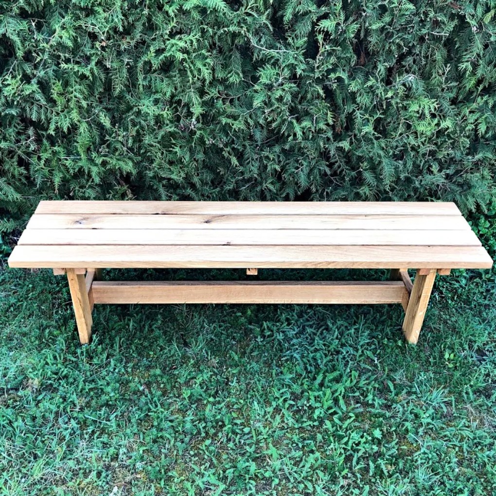 KULHÁNEK Zahradní lavice bez opěradla - klasická Délka: 160 cm, Odstín nátěru: lazura - teak