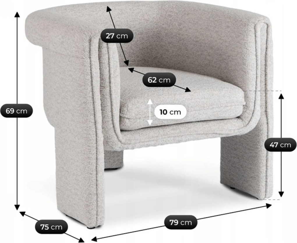 Designové křeslo Gala šedé