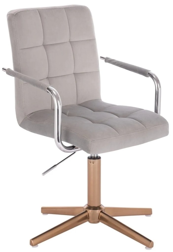 LuxuryForm DESIGN Otočná židle VERONA VELUR na zlatém kříži - světle šedá