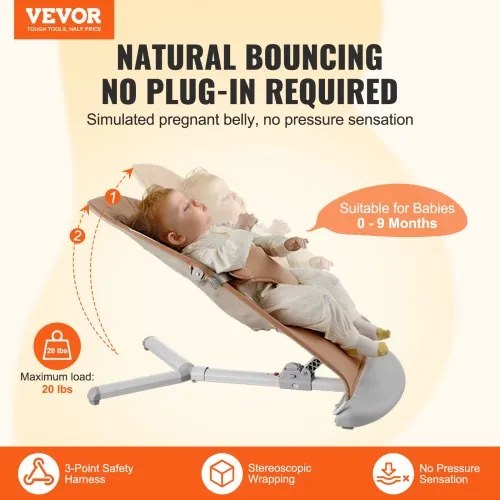 Baby Bouncer Skládací křeslo Bouncer pro miminka se 2 polohovatelnými úhly