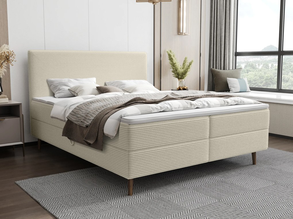 Manželská postel 200 cm Napoli Comfort (krémová) (s roštem, s úl. prostorem). 1082555