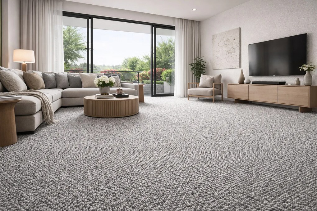 Timzo, Metrážový koberec Orion 9289, na míru, šíře 4m,5m, šedá, filc, chodba / předsíň