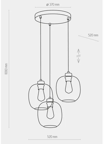 Lustr na lanku ELIO 3xE27/15W/230V