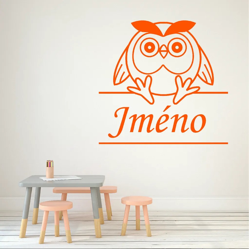 Živá Zeď Samolepka na zeď Sova se jménem Barva: černá