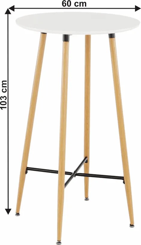 Barový stůl, bílá/dub, průměr 60 cm, IMAM