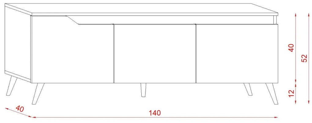 TV stolek Tue 140 cm dub Craft zlatý/grafitový beton