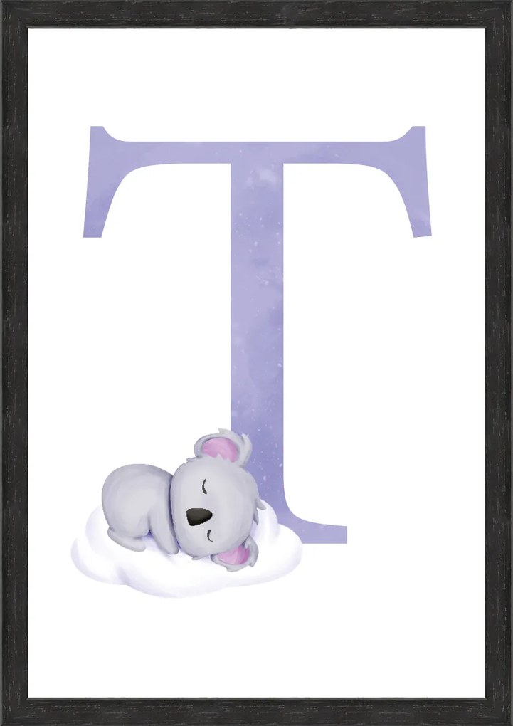 Abeceda písmena s koalou - Obraz, Plakát Velikost: B2 - 50x70 cm, Volba rámu: s bílým rámem, Písmeno: R