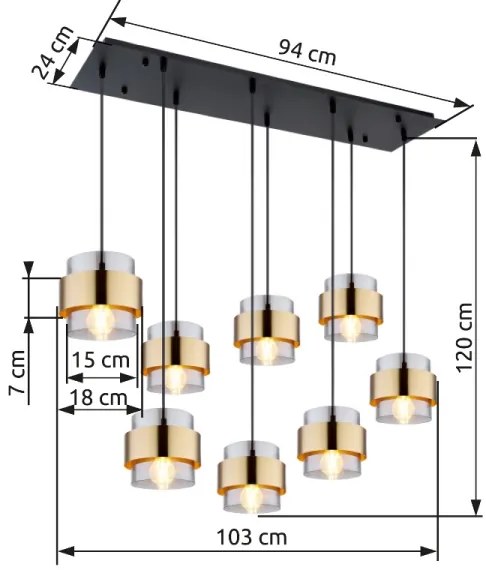 Globo 15560-8H - Lustr na lanku MILLEY 8xE27/60W/230V