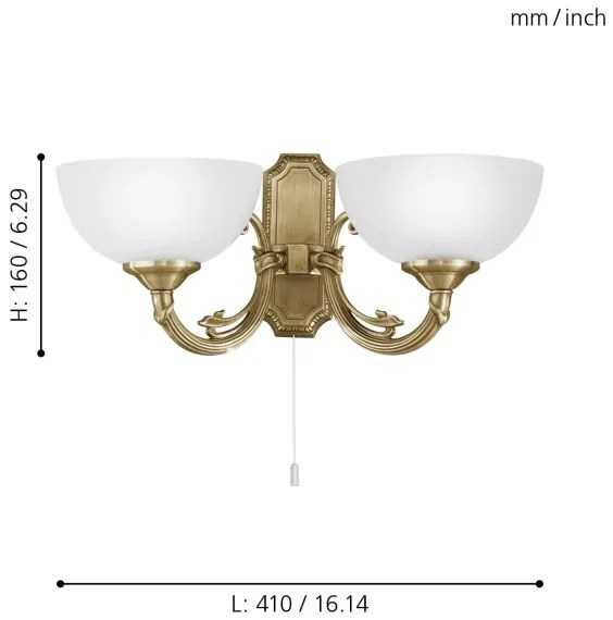EGLO 82752 - Nástěnné svítidlo SAVOY 2xE14/40W/230V