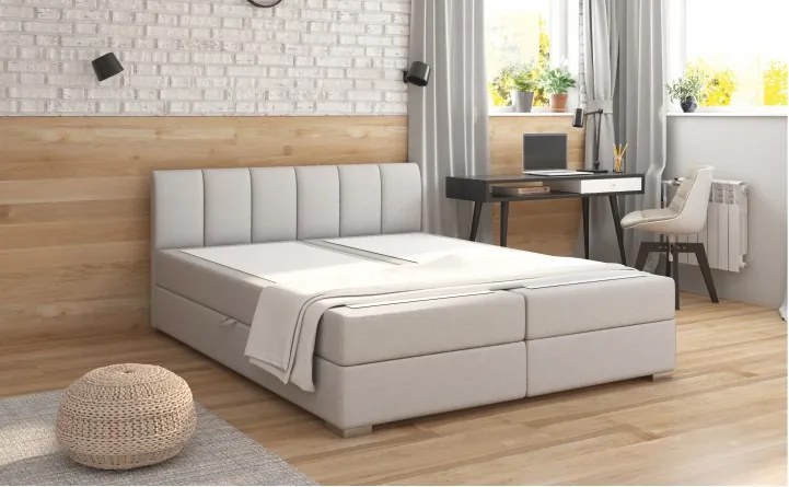 Boxspringová postel 160x200, světle šedá, RIANA KOMFORT