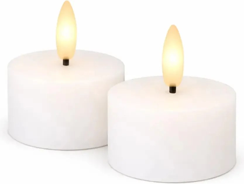 Sada LED čajové svíčky na baterie Sille Tealight, Ø 6 × 3,4 cm, bílé, z pravého vosku, balení 2 ks