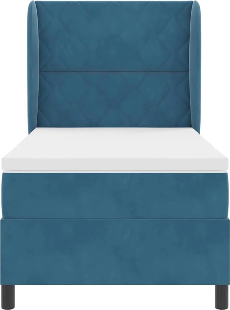 Postel s boxspringem s čelo Tmavě modrá 200 x 100 cm samet 3340974